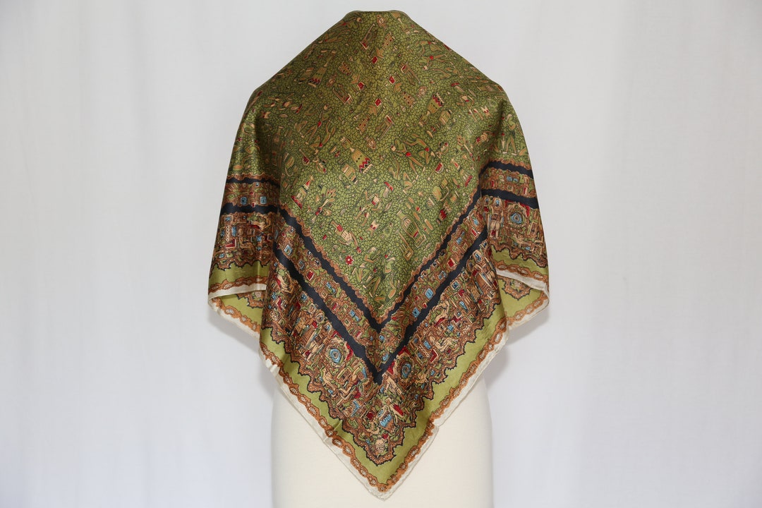 Authentic Hand Rolled Mayan Silk Twill Scarf Vintage Green - Etsy
