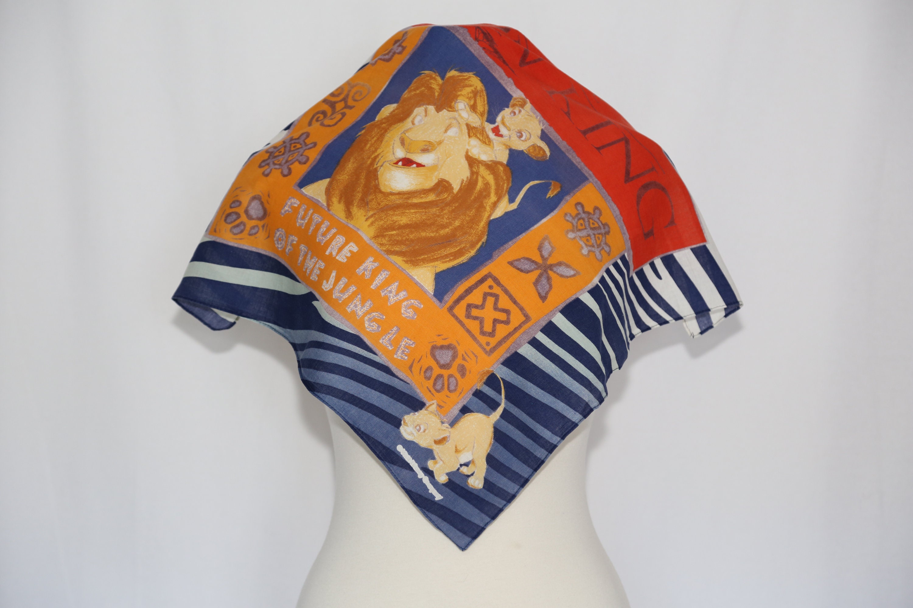 Rare Authentic Disney THE LION KING Cotton Vintage Scarf Bandanna ...