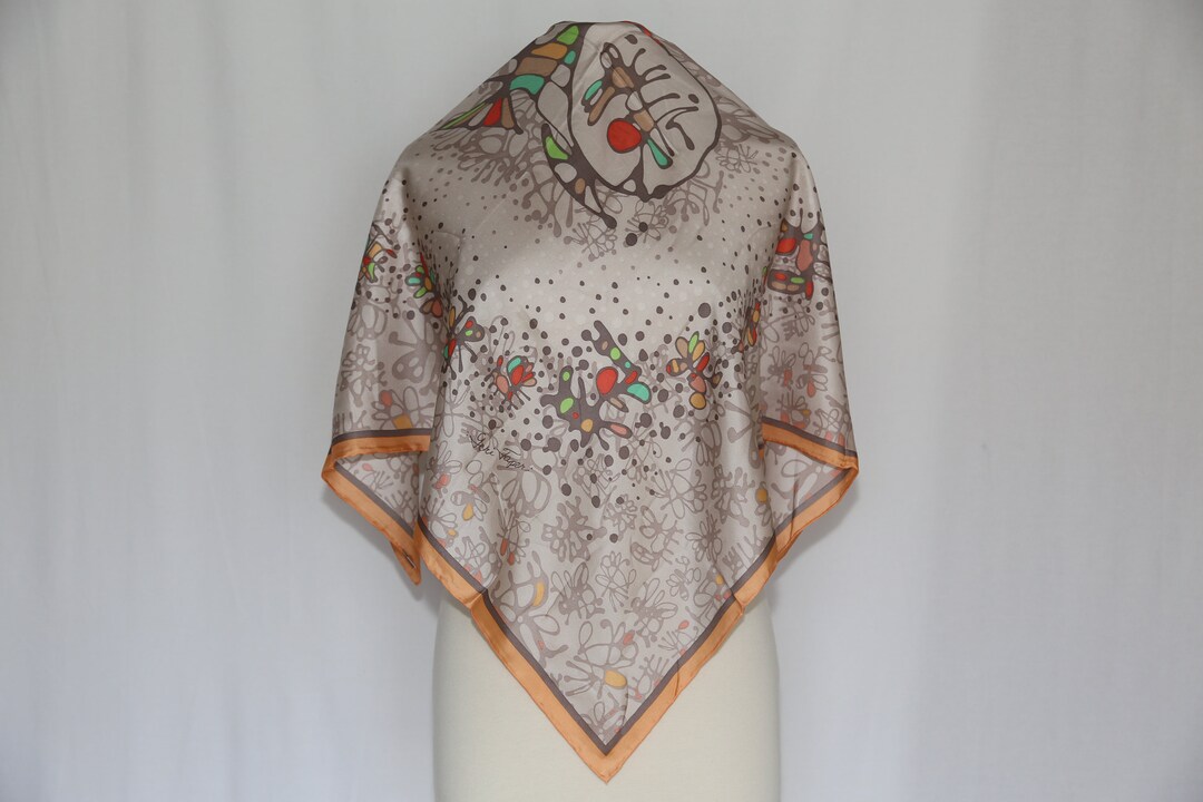 Rare! Artist Geri Taper 80s Metal Series Silk Twill Scarf Vintage ...