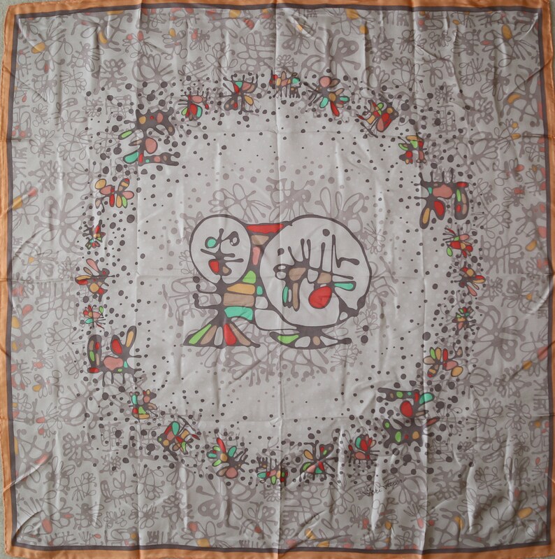Rare! Artist Geri Taper 80s Metal Series Silk Twill Scarf Vintage Like ...
