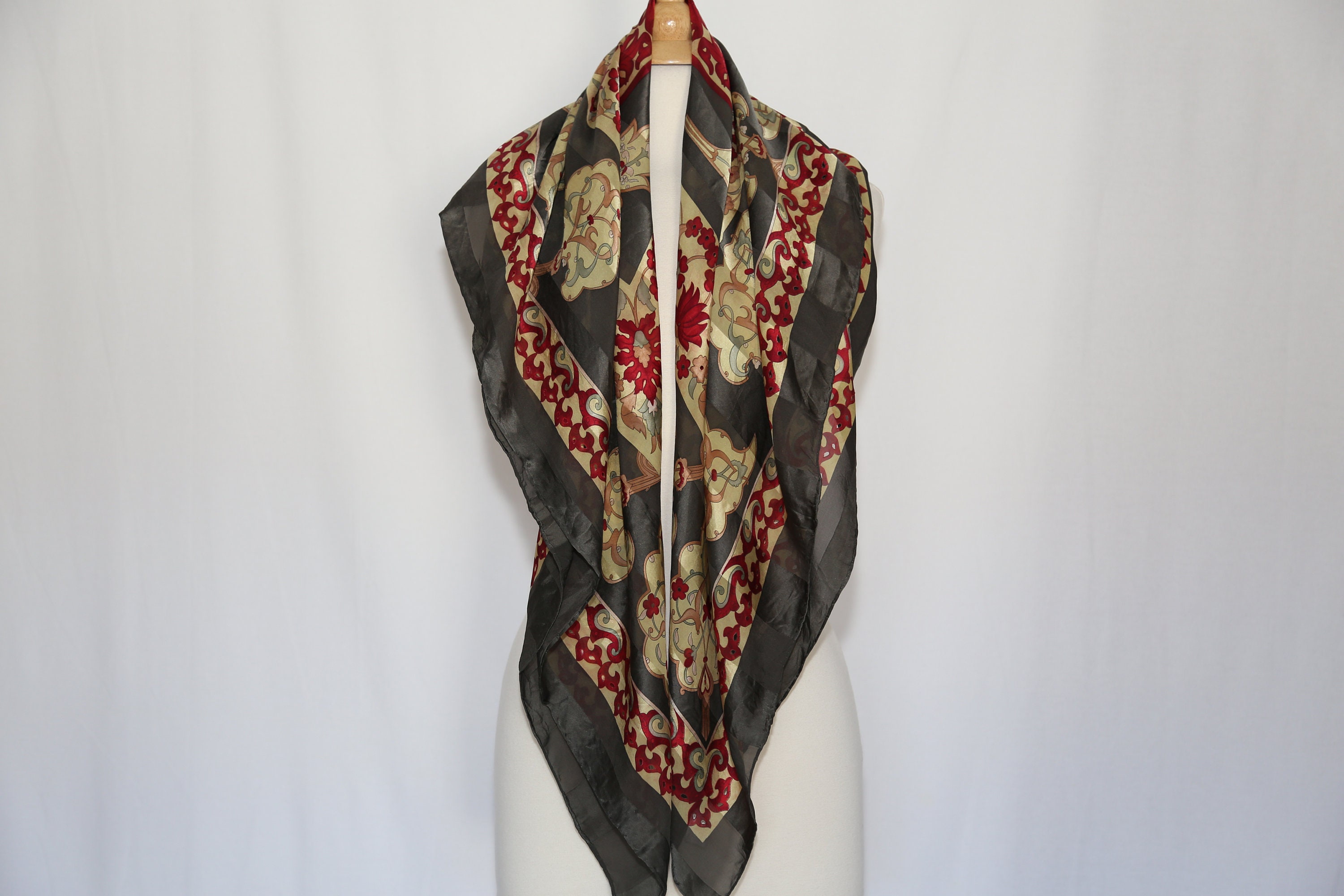 Unique Authentic VAKKO Made in Turkey Perforated Throughout Large Silk ...