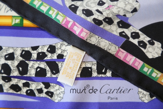 Authentic 90s Cartier “Letters of Love’ heavy silk sc… - Gem