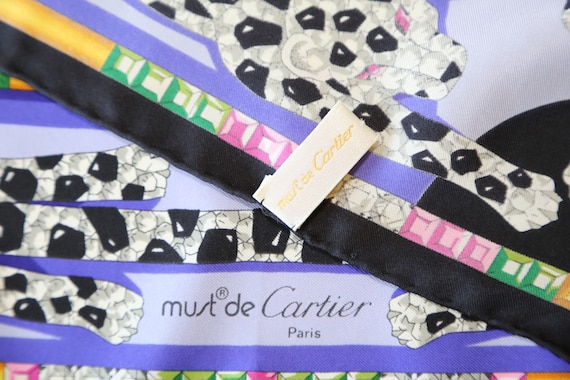 Authentic 90s Cartier “Letters of Love’ heavy silk sc… - Gem