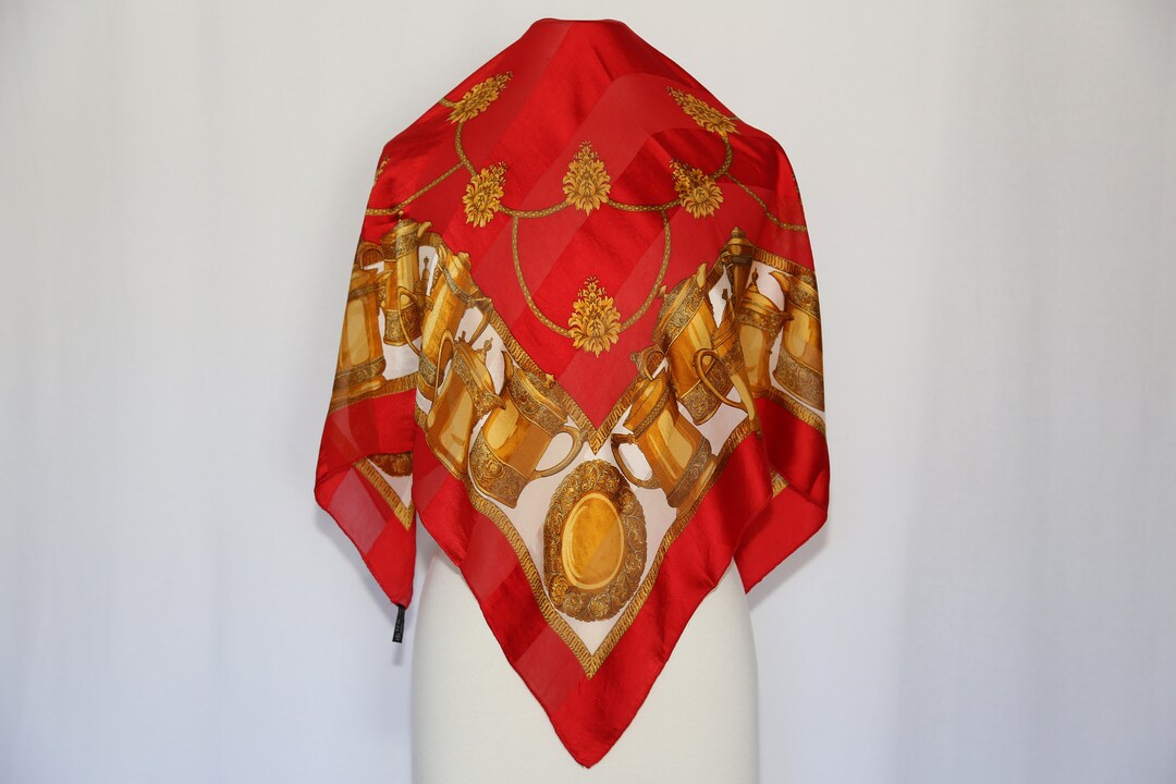 Authentic Made in Italy Vintage Silk Scarf Red Gold - Etsy