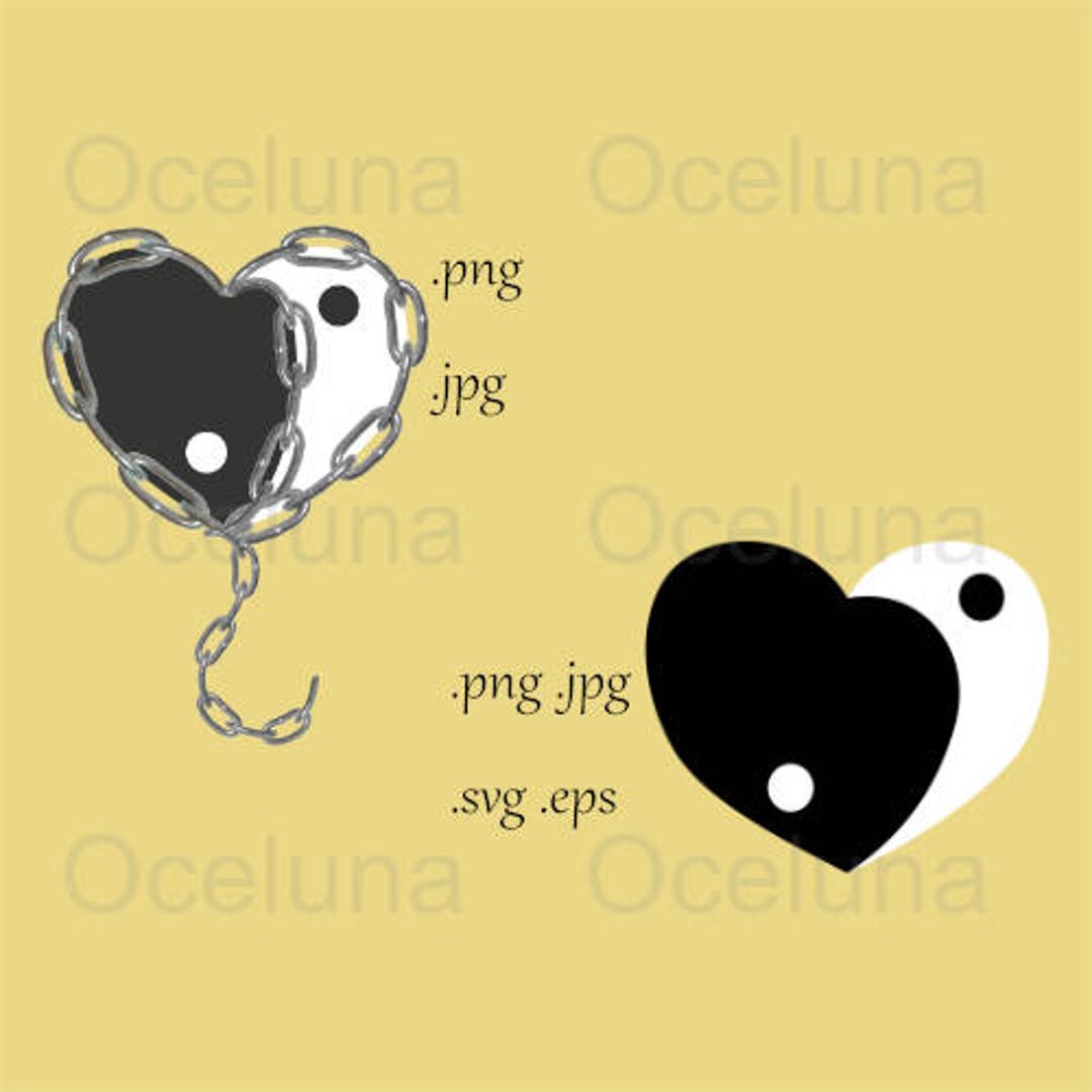 Hearts Chain SVG Files, Love Chain Yin Yang Png Jpeg EPS Wedding ...
