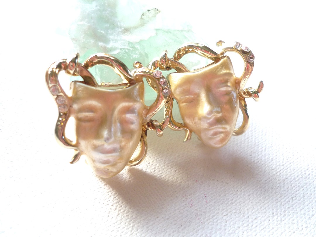 Italian Mask Brooches Venice Carnival Brooch Hand Painted Brooch Two ...