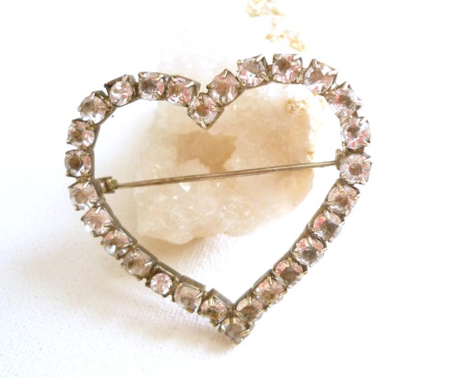 60s Heart Brooch - Small Heart-shaped Brooch - Silver-colored Brooch ...