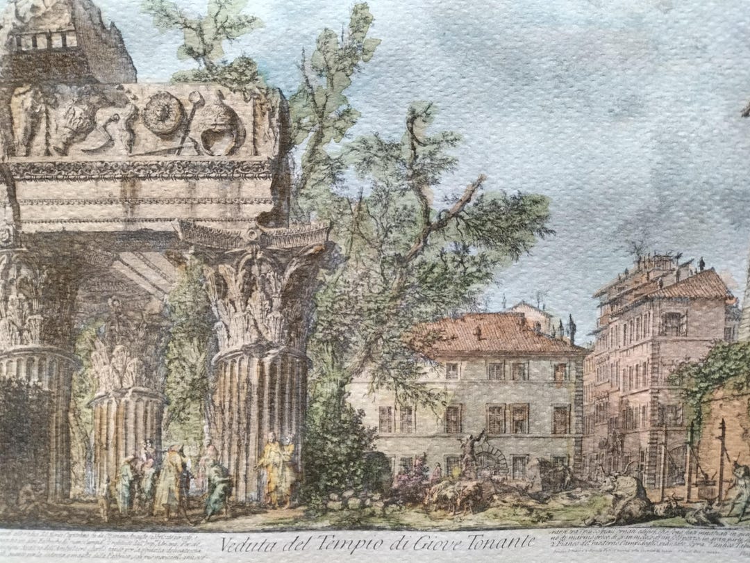 Piranesi, Rome, Jupiter Thundering Temple, Italy, Hand Colored Etching ...