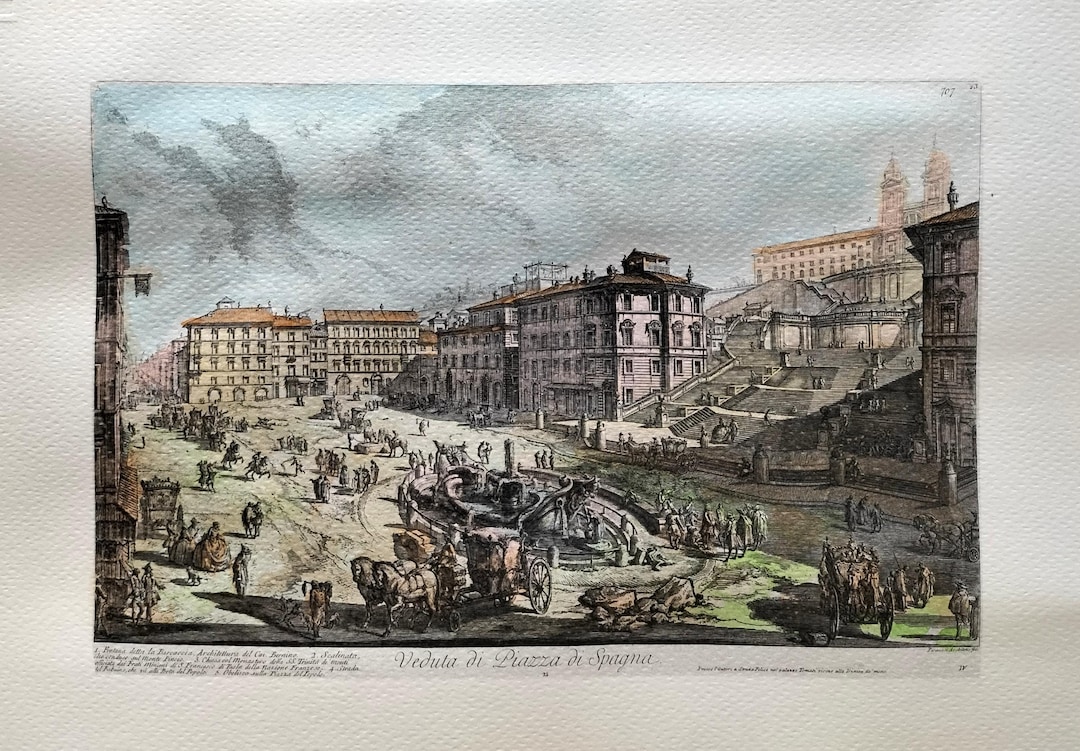 Piranesi, Rome, Piazza Di Spagna, Italy, Hand Colored Etching, Drawings ...