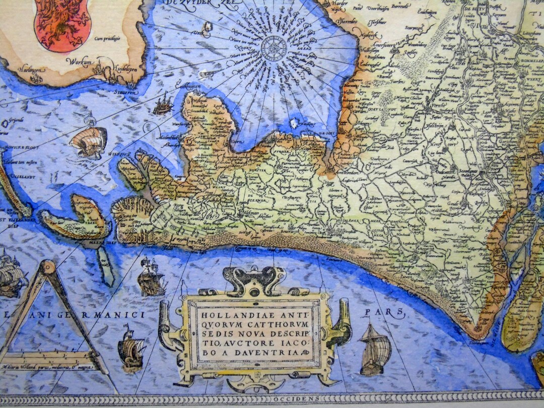 Netherland - Friesland - Antique Maps of Europe - Hand Color Etching - Etsy