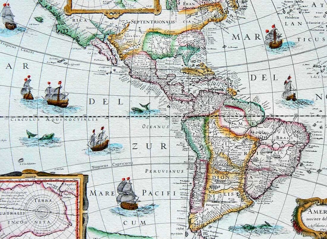 America I - Antique Maps of America (terra Incognita) - Hand Colored - Etsy