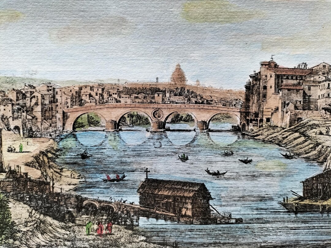 Piranesi, Rome, Tiber, Hand Colored Etching, San Pietro, Rome, Italian ...