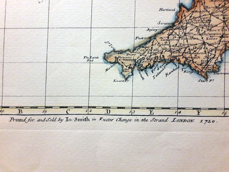 Antique Maps - England - 1720 - Vintage Maps - Hand Coloured - Etsy