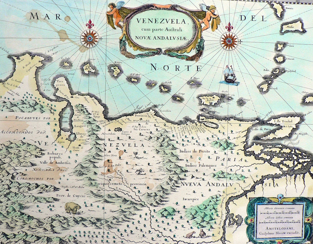 America - Venezuela - Antique Maps of America (terra Incognita) - Hand ...