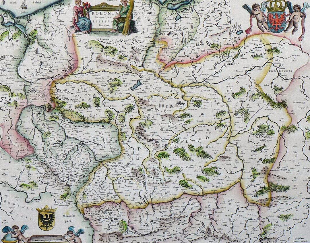 Poland - Poland - Antique Maps - Antique Map of World - Hand Coloured ...