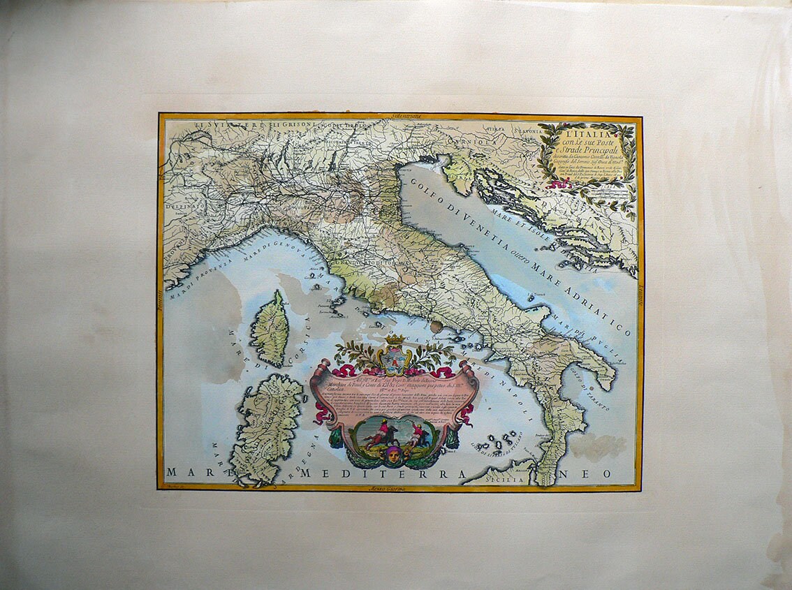 Italy - Italy 1695 - Antique Map of Europe - Hand Colored - Etsy