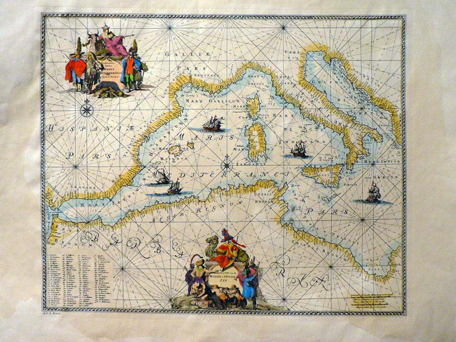Mediterranean Sea I - Mare Nostrum - Antique Maps Hand Coloured - Etsy