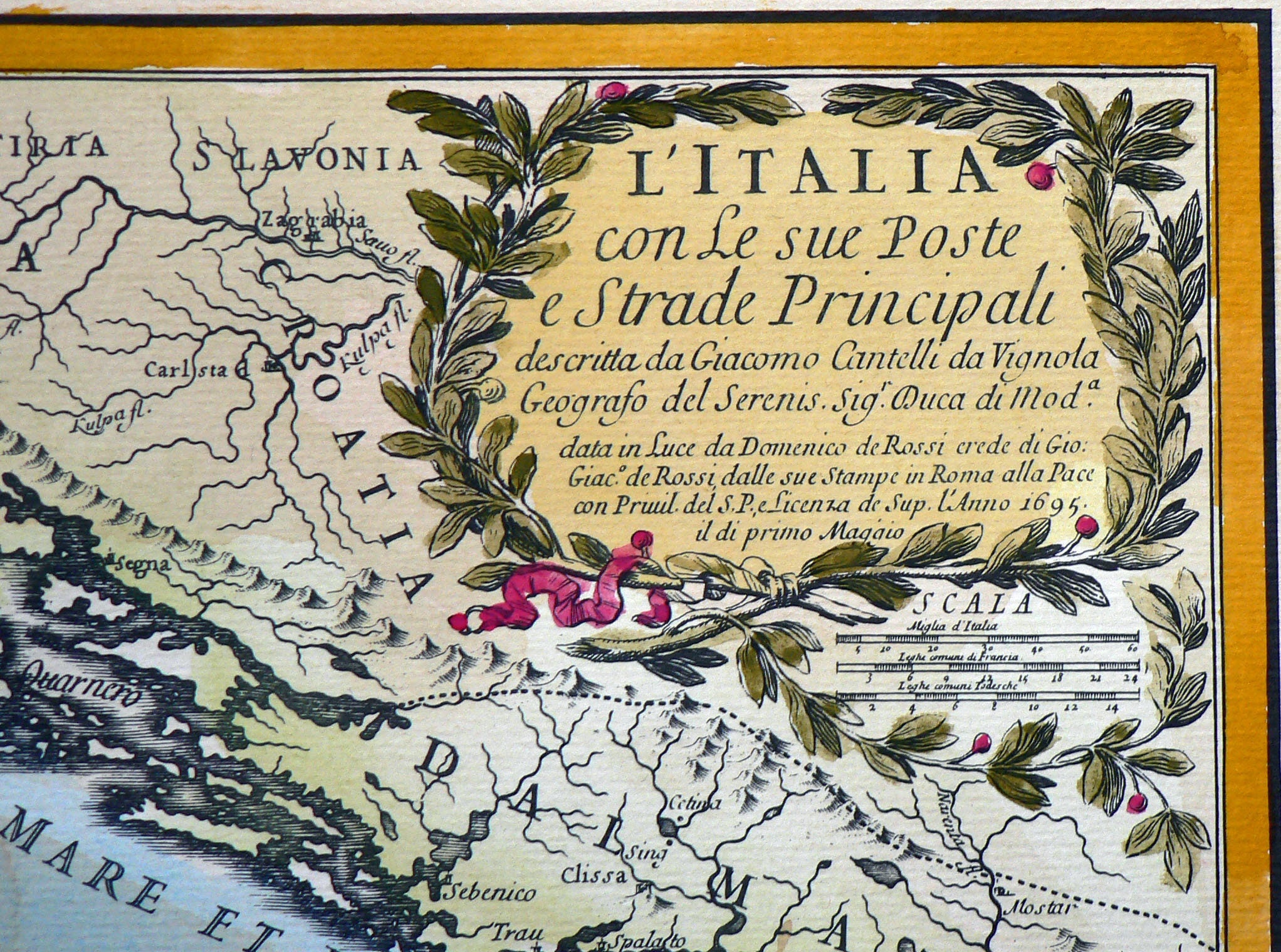 Italy - Italy 1695 - Antique Map of Europe - Hand Colored - Etsy