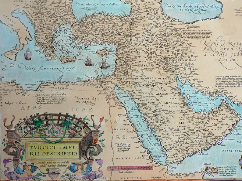 Turkey Turkish Empire Antique Map of World 1596 - Etsy