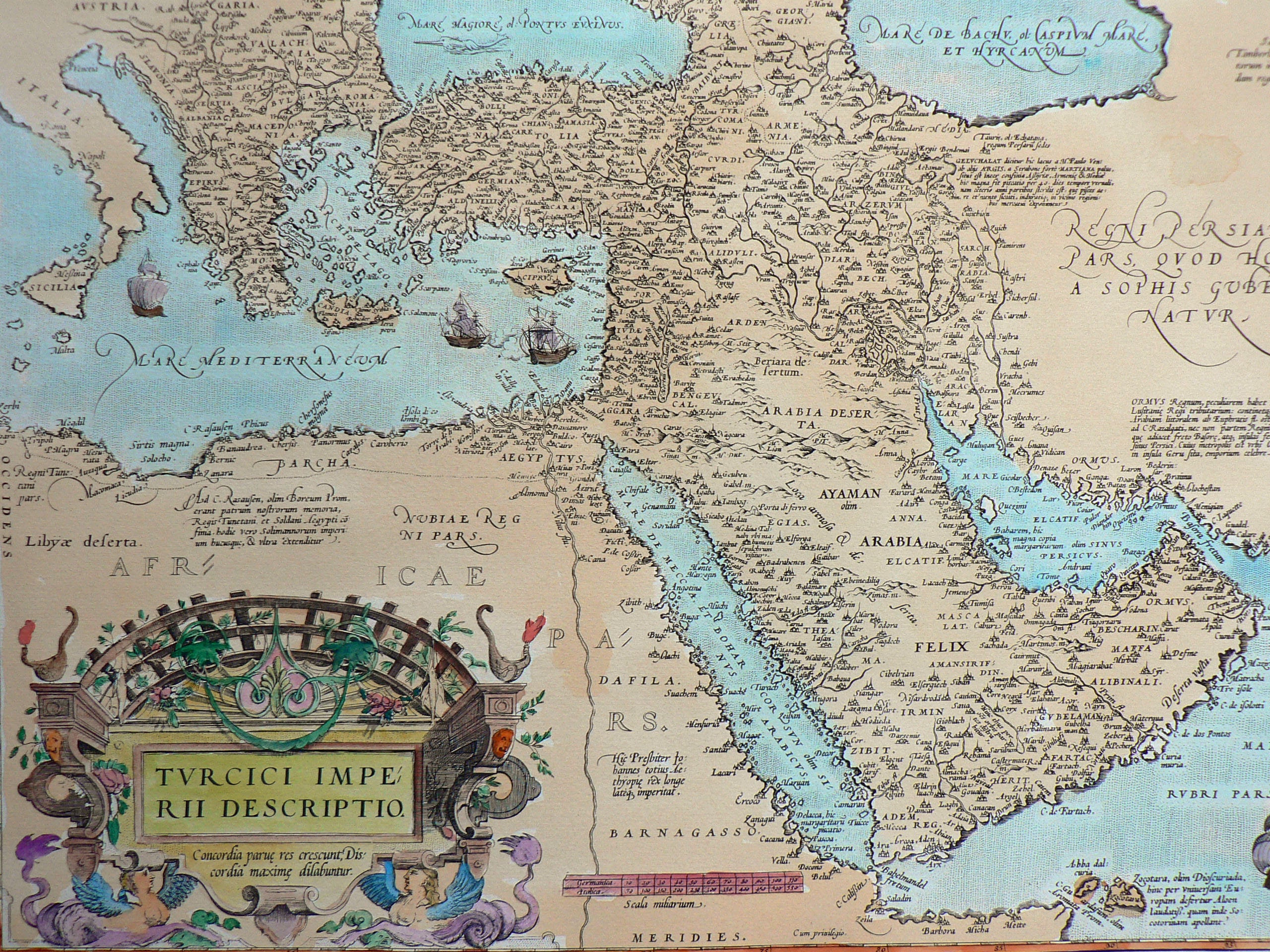 Turkey - Turkish Empire - Antique Map of World 1596 - Etsy