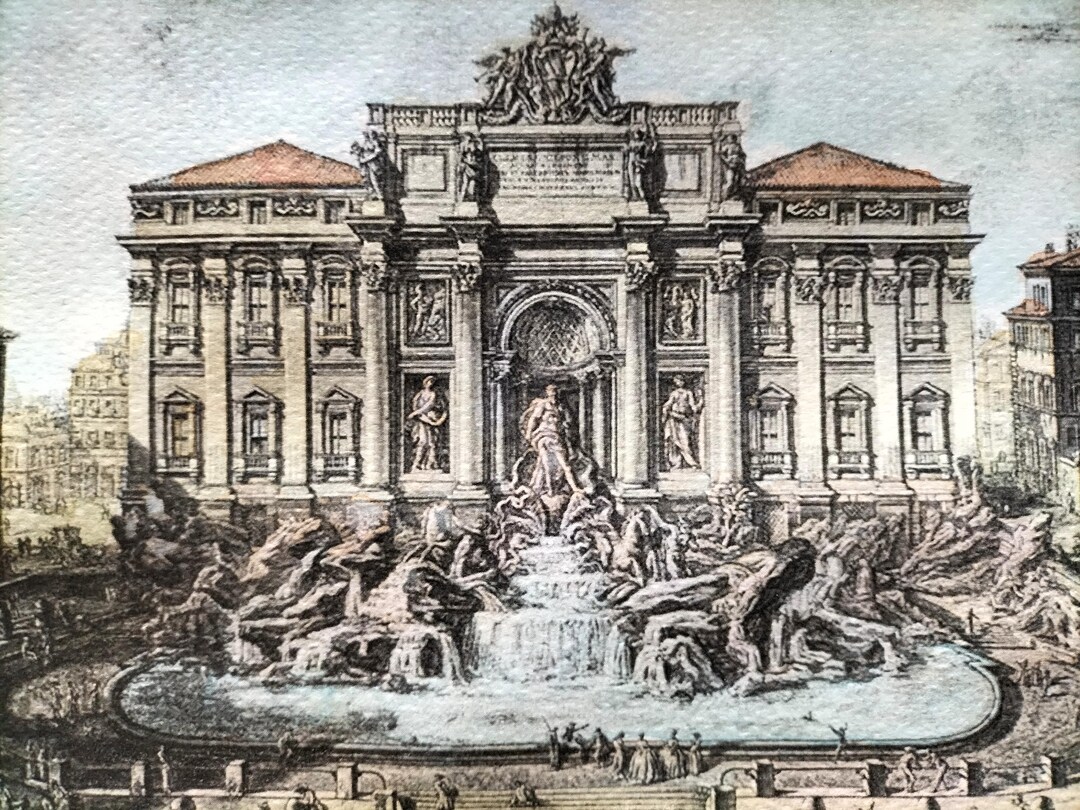 Piranesi, Roma , Fontana Di Trevi ,italy, Hand Colored Etching ...