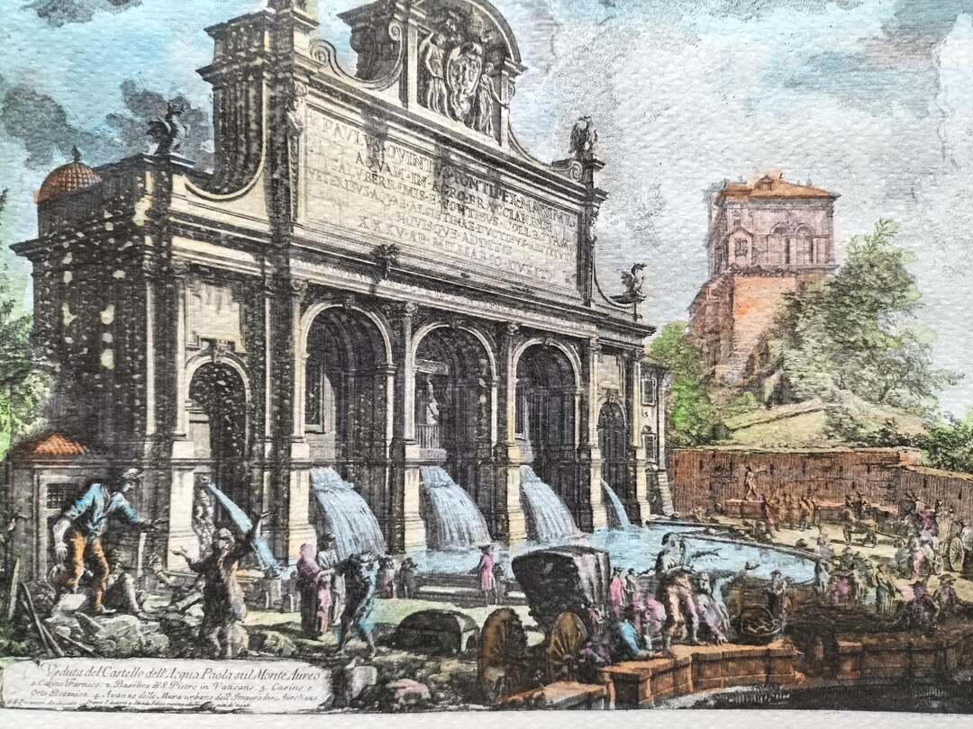 Piranesi, Rome, Castello Acqua Paola, Hand Colored Etching, Drawings ...