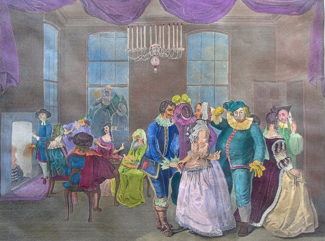 Royal Masquerade - William Hogarth - Hand Colored Etching,english ...