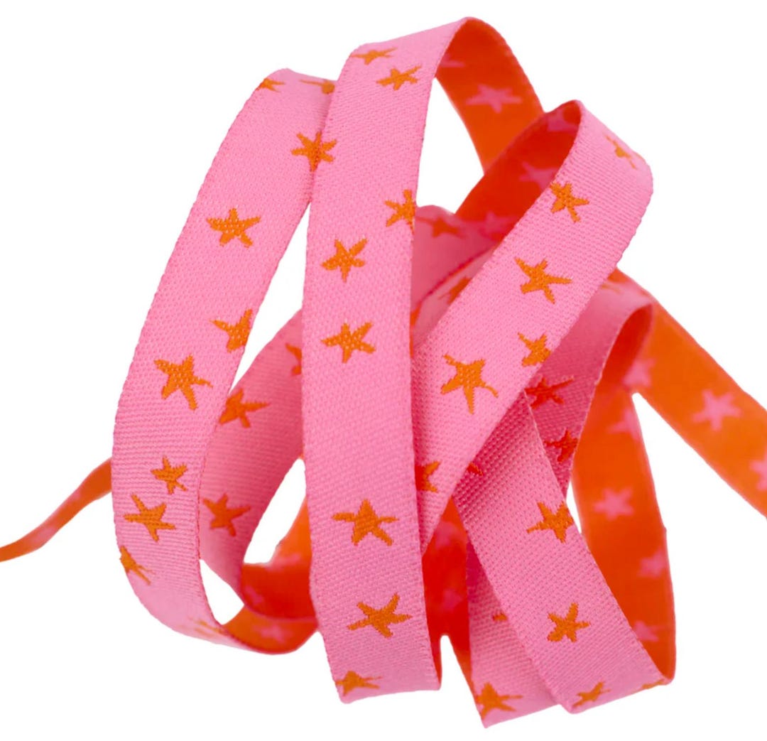 Ruby Star Society 3/8” Wide Starry Ribbon in Vivid Pink by Alexia ...