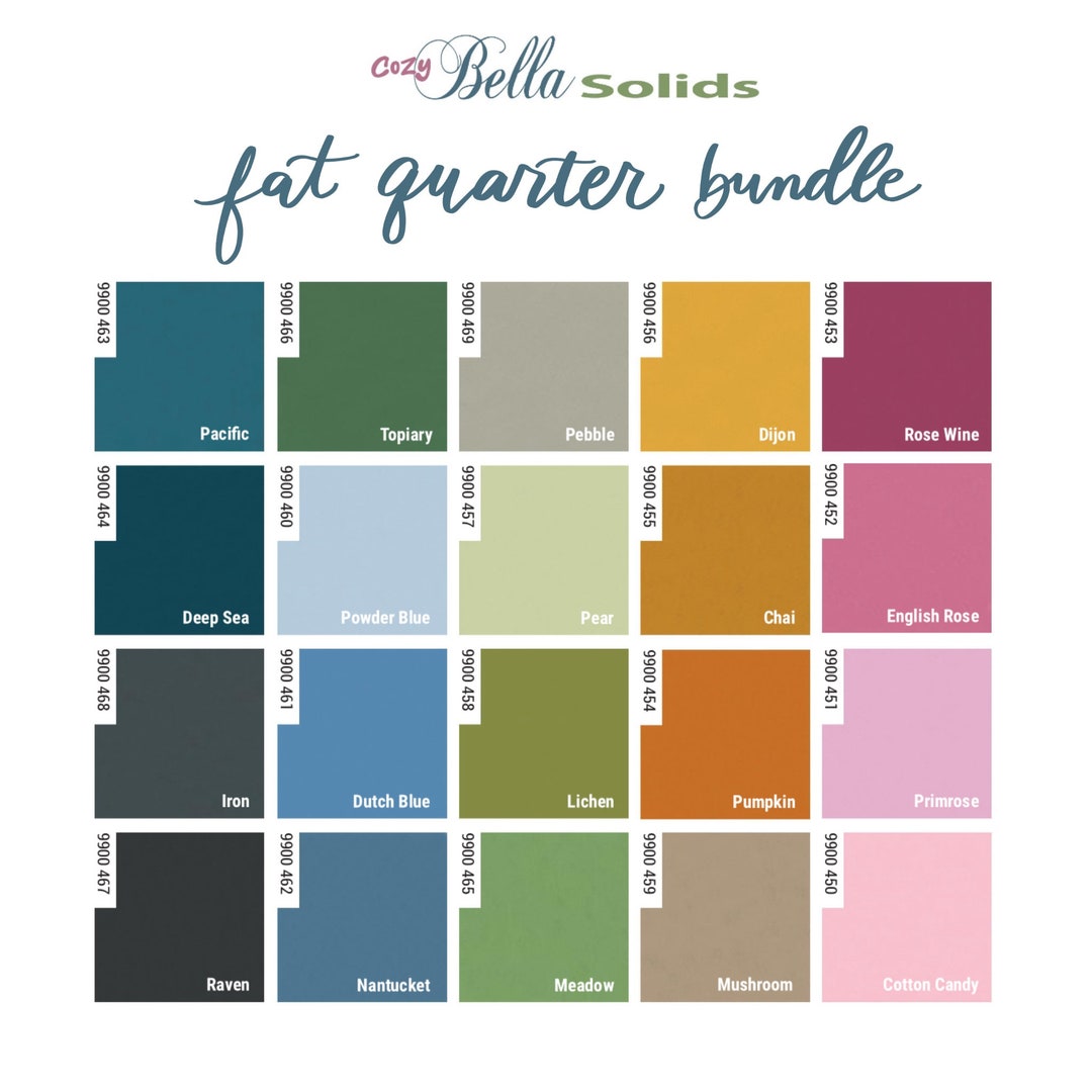New 2024 Colors Moda Bella Solid Cozy Collection Shop Cut Fat Quarter ...