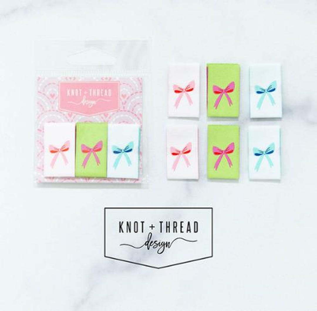 Bows Sew in Labels From Knot & Thread Design - Contains 6 Woven Labels ...