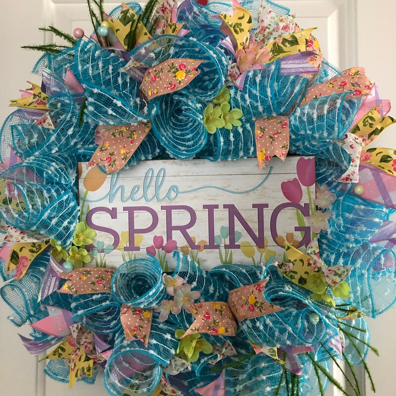 Spring Deco Mesh Wreath - Etsy