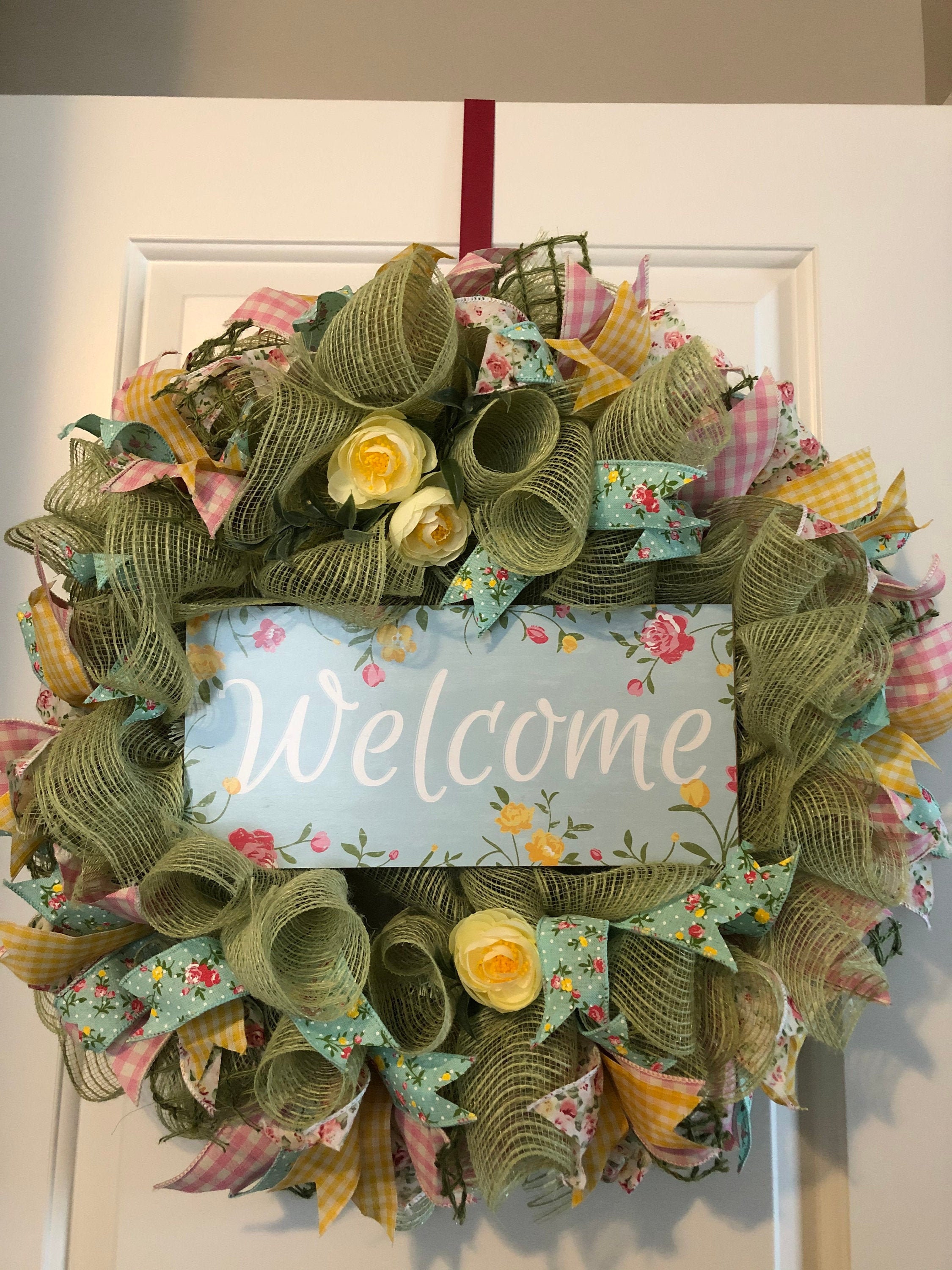 Spring Floral welcome Wreath - Etsy