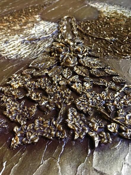 Original 3D Relief Painting on Canvas. Relief Embossed Angel Acrylic ...