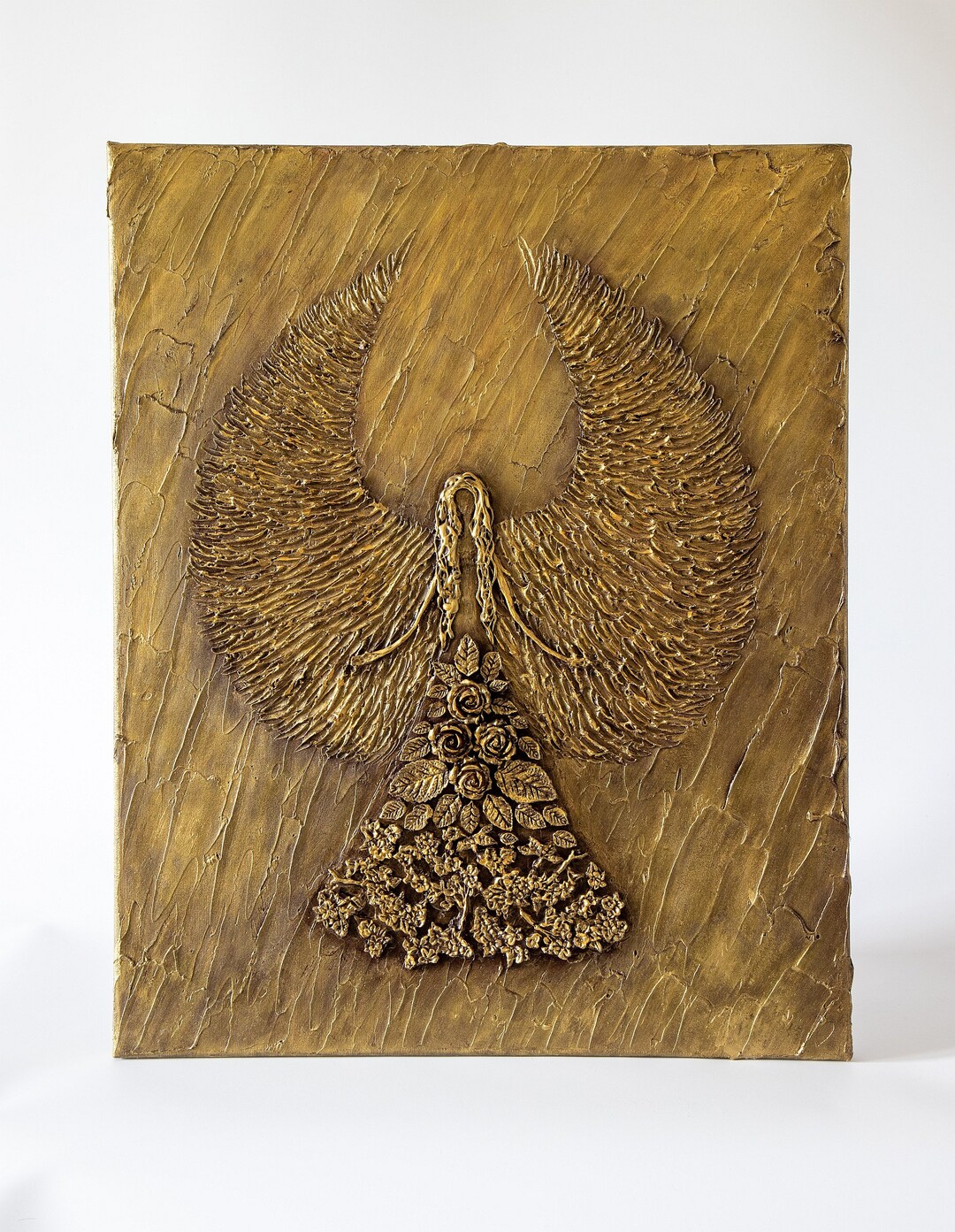 Original 3D Relief Painting on Canvas, Texture Acrylic Angel Painting ...