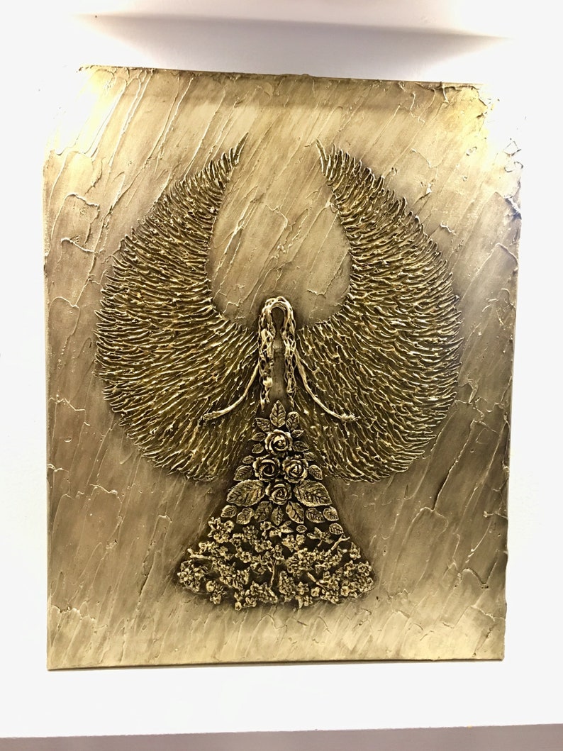 Original 3D Relief Painting on Canvas. Relief Embossed Angel Acrylic ...