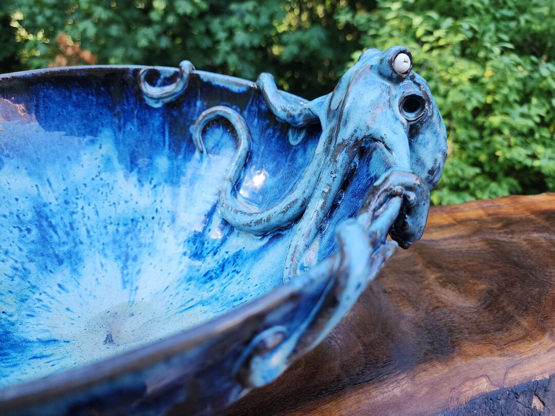 Large Blue Octopus Centerpiece Bowl - Etsy