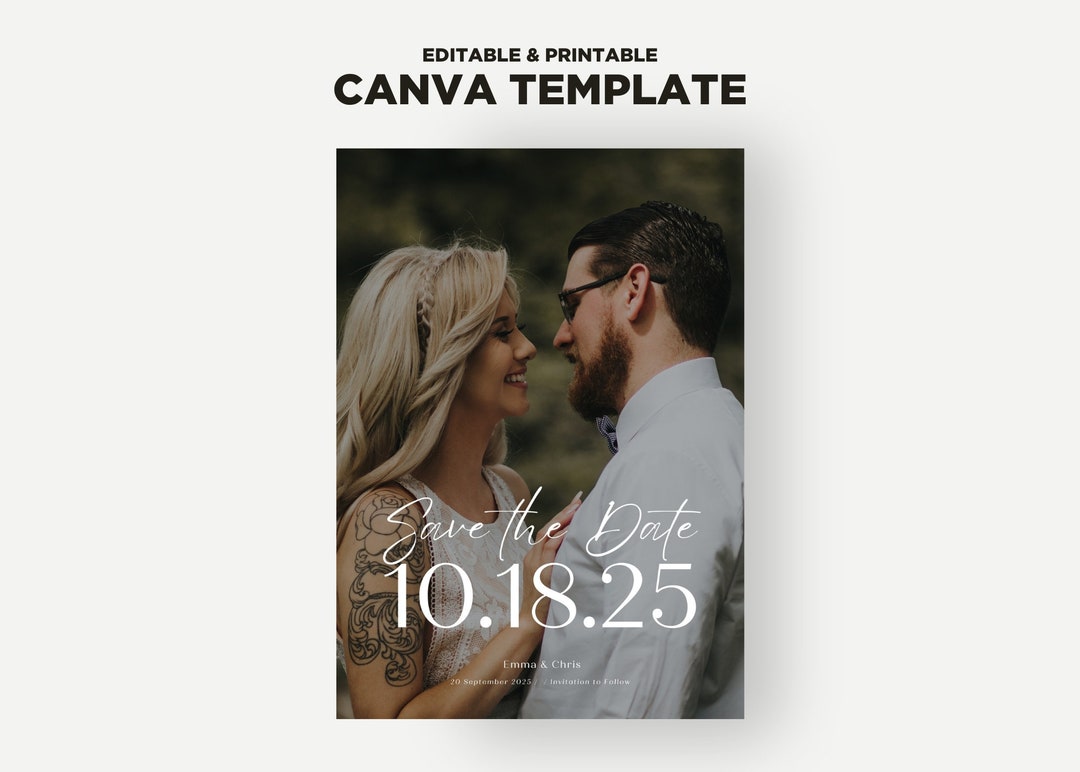 Customizable Save the Date Card - 5x7 Inches | Editable Canva Template ...