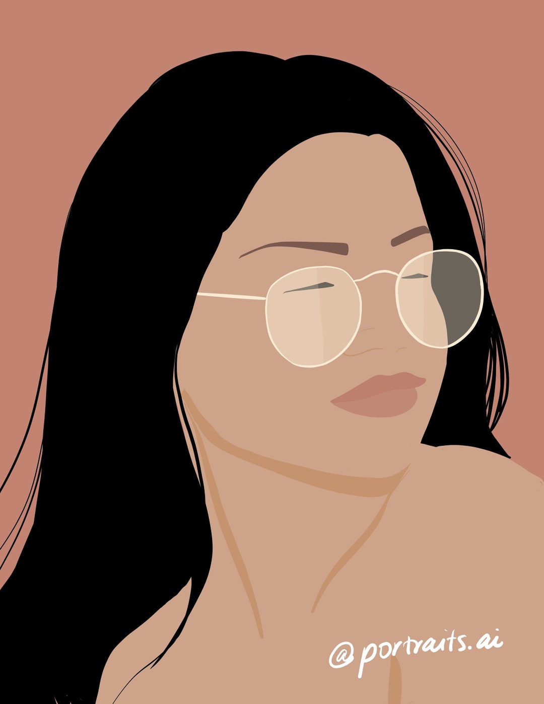 Custom 1 Person Digital Portrait Illustration | Shape Color Block - Etsy