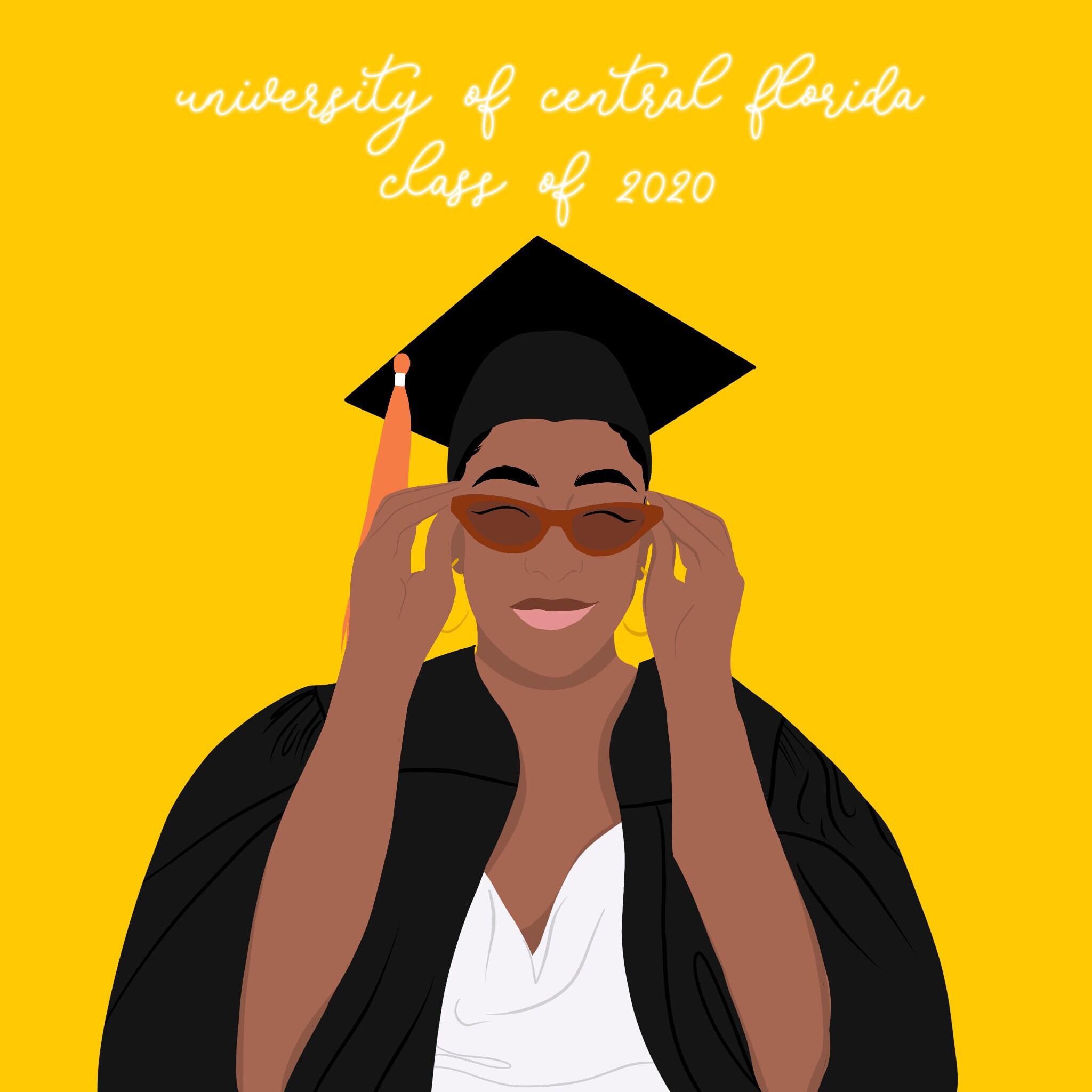 UCF Custom Graduation Portrait Illustration High School - Etsy