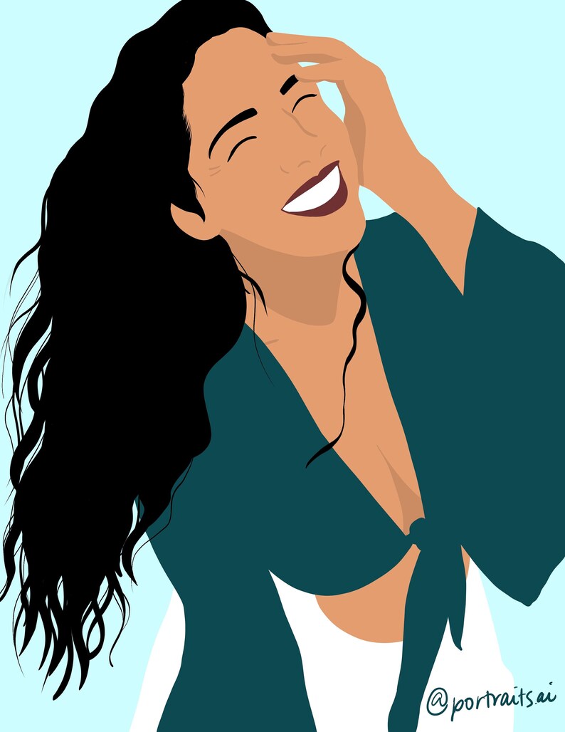 Custom 1 Person Digital Portrait Illustration | Shape Color Block - Etsy
