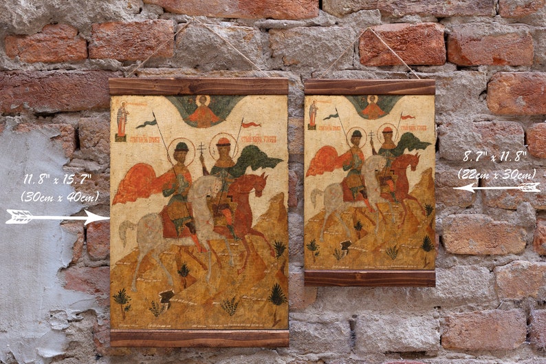 Holy Martyrs Boris and Gleb, Russian Icon of the Novgorod School, 19th ...