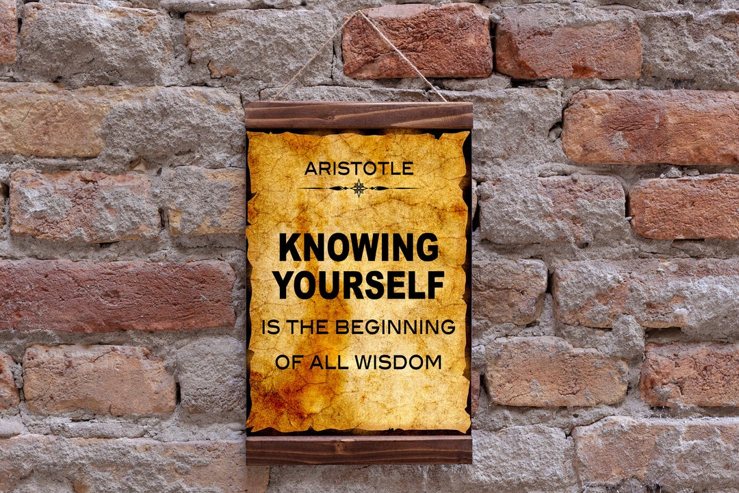 Aristotle Know Yourself Self Awareness Quote Wall Art Wood Framed ...