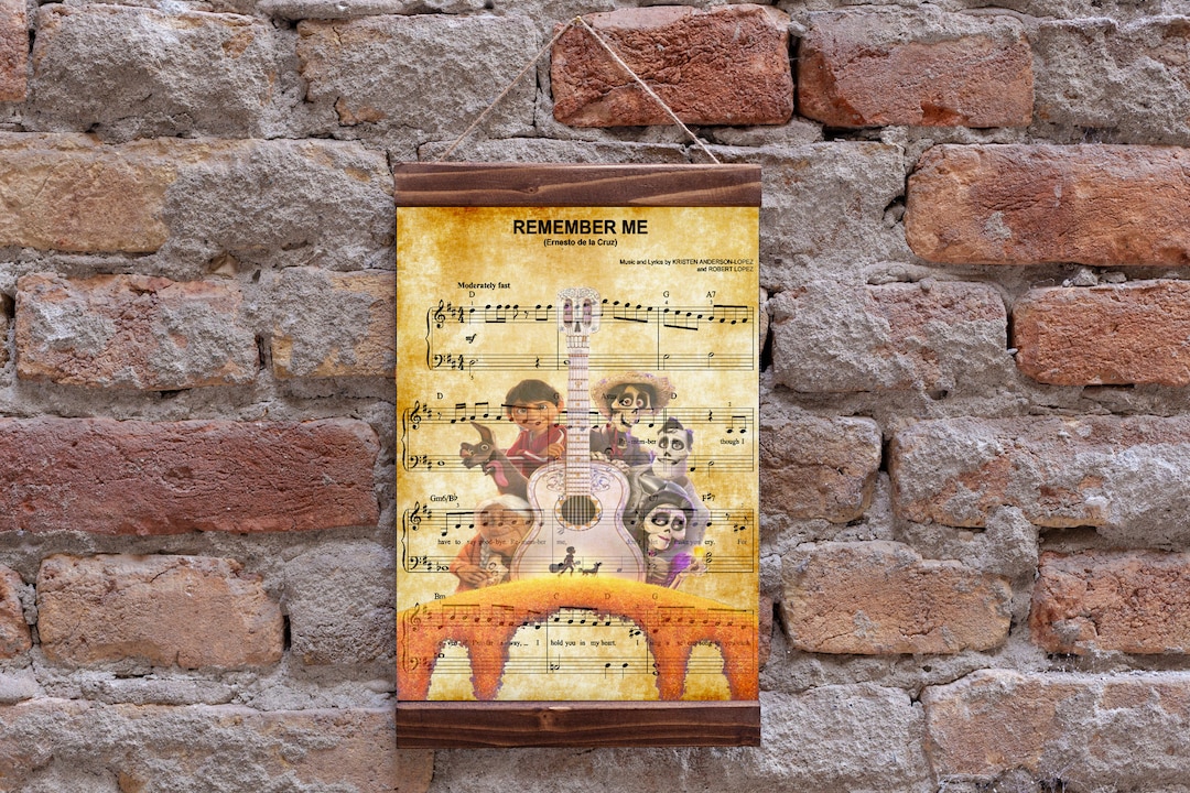 Coco Remember Me Sheet Music Art Print, Wood Framed Canvas Print - Etsy