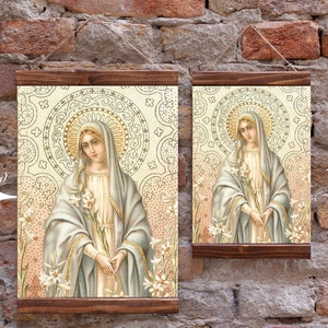 Our Lady of the Lilies Based on a Vintage Holy Card Catholic Art Print ...