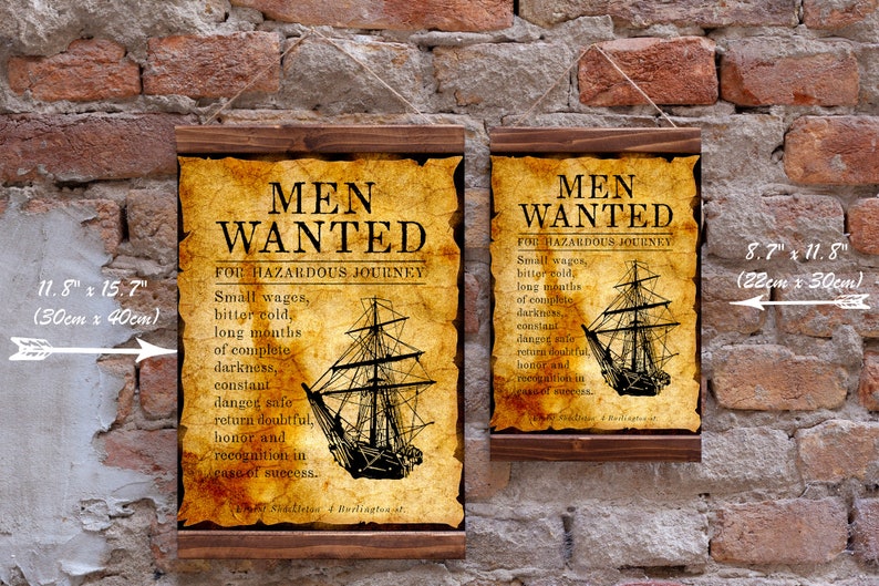 Ernest Shackleton Men Wanted Poster Antarctica Expedition Poster Wall ...