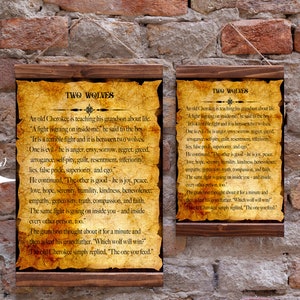 Two Wolves Story Wall Art Quote Cherokee Story Native American Quote ...