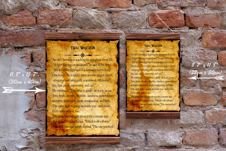 Two Wolves Story Wall Art Quote Cherokee Story Native American - Etsy