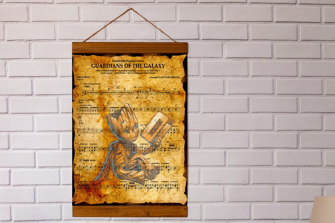 I Am Groot Guardians of the Galaxy Sheet Music Wood Framed Canvas Print ...