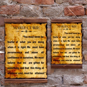 Marie Curie Quote Scientific Girl Quote Science Poster Wall Art Wood ...