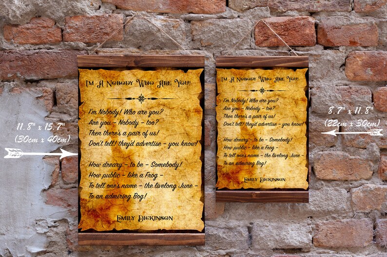 I'm A Nobody Who Are You Poem by Emily Dickinson Poetry | Etsy